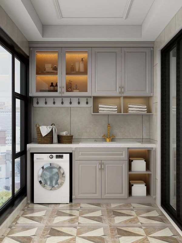 Customized Modern PVC Kitchen Cabinets L Shape Classic Grey Kitchen Cabinet